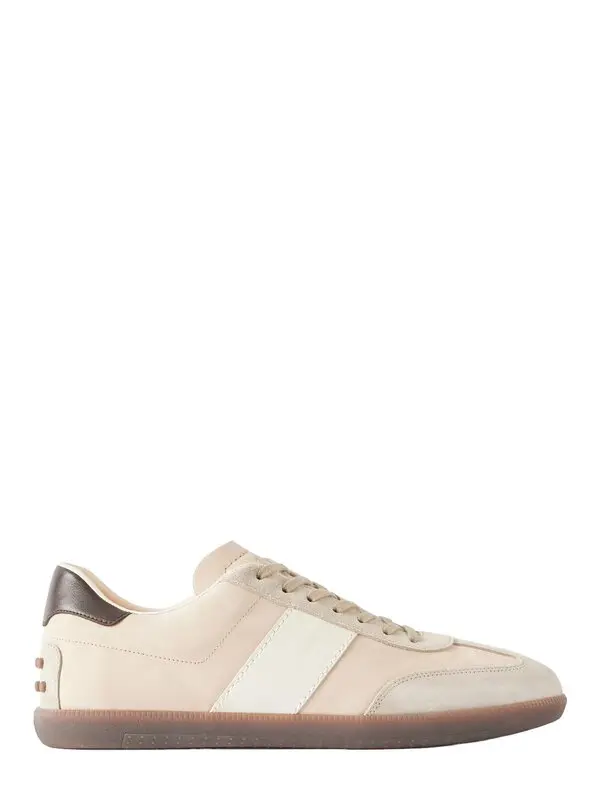 TOD'S Tabs Suede And Leather-trimmed Nubuck Sneakers - Neutrals