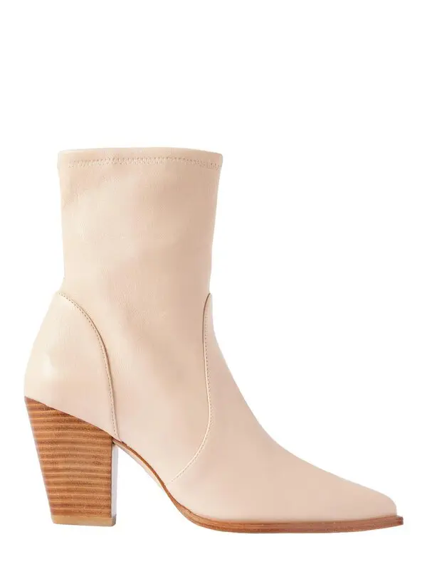 STUART WEITZMAN Jolene Leather Ankle Boots - Ivory