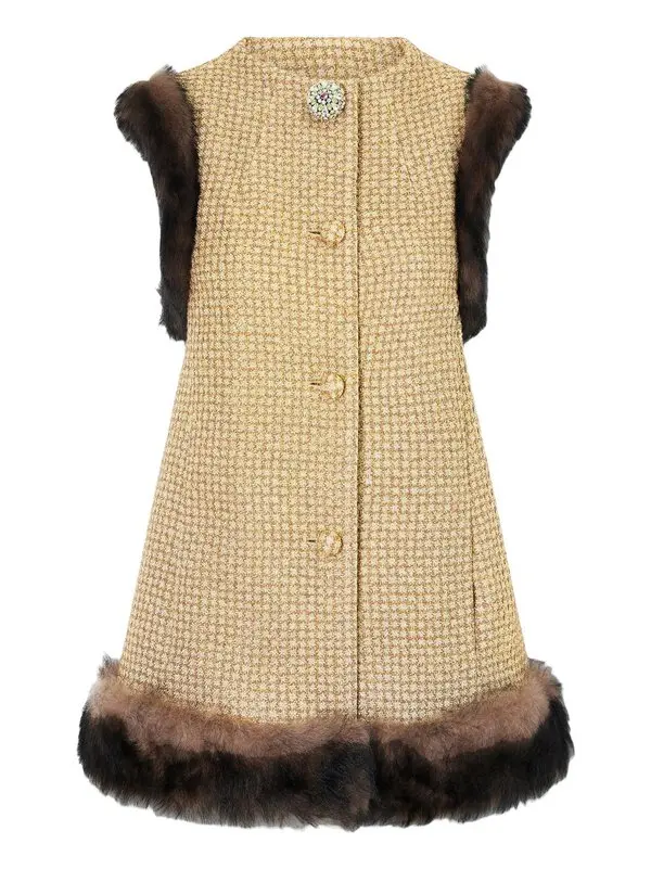 Valentino Garavani Embellished Metallic Tweed Vest - Gold