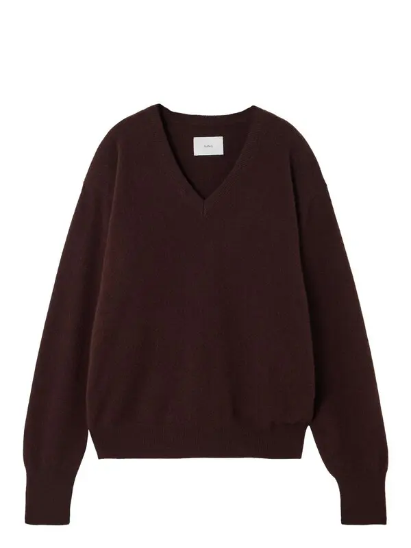 SSSTEIN Brushed Cashmere V-neck Sweater - Brown