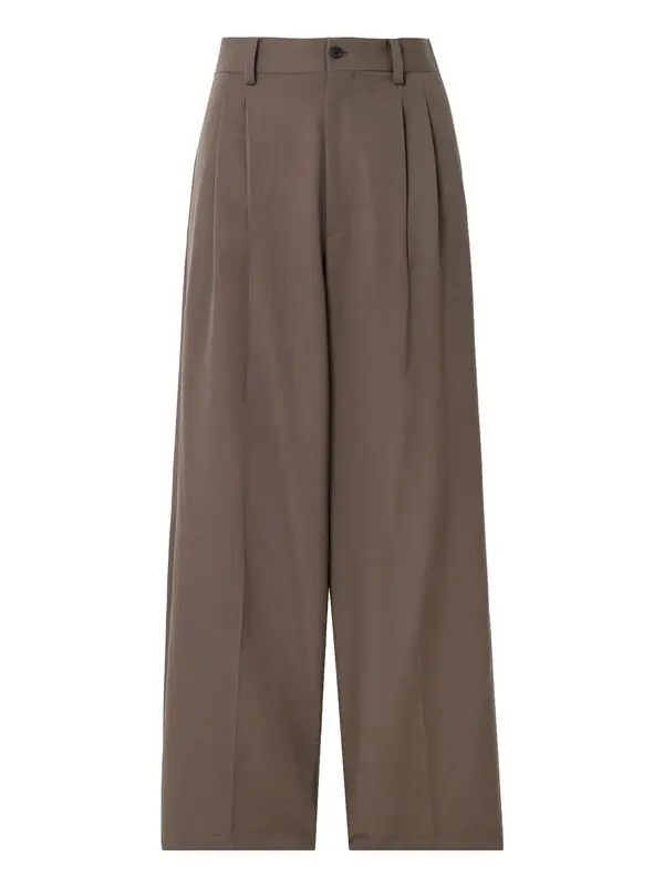SSSTEIN Pleated Wool-twill Wide-leg Pants - Neutrals