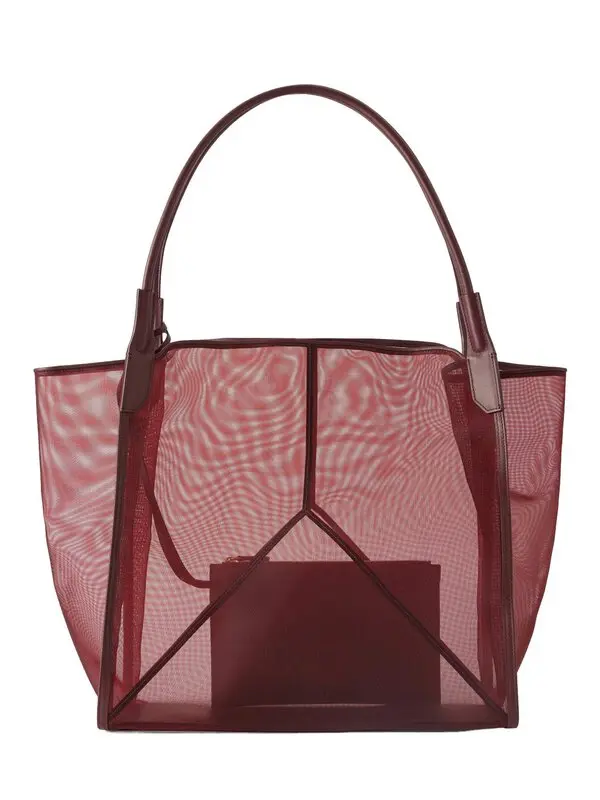 Victoria Beckham Leather-trimmed Mesh Tote - Burgundy