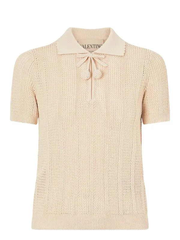 Valentino Garavani Pointelle-knit Cotton Polo Shirt - Cream