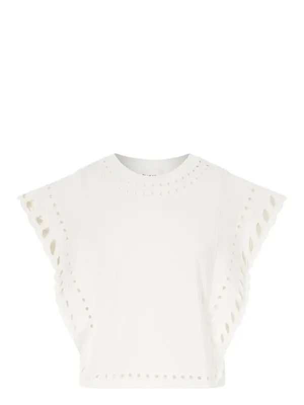 MARANT ETOILE Odyle Broderie Anglaise Cotton Top - White