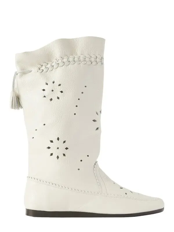 Isabel Marant Welky Laser-cut Leather Boots - White