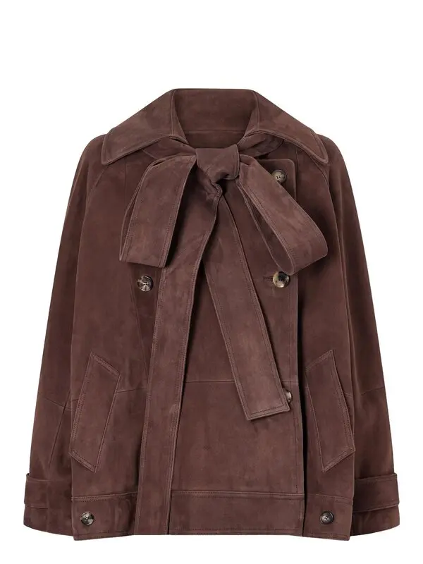 Loewe Double-breasted Suede Jacket - Brown