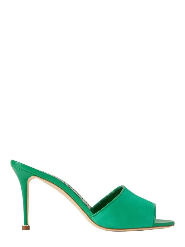 Manolo Blahnik Larache 90 Suede Mules - Bright Green