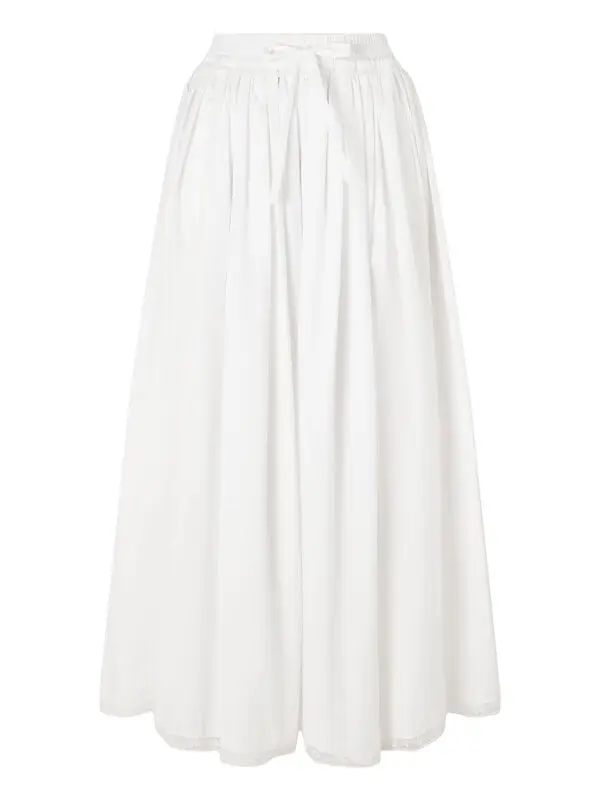 Dolce & Gabbana Pleated Cotton-blend Drawstring Maxi Skirt - White