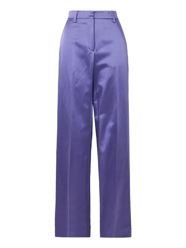 Dries Van Noten Cotton-blend Satin Straight-leg Pants - Purple