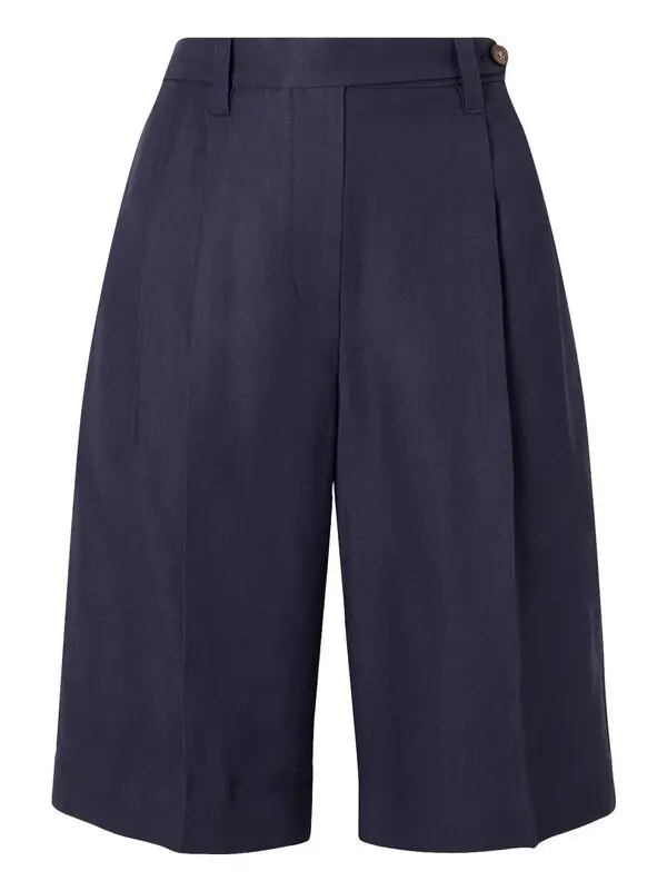 Brunello Cucinelli Pleated Twill Knee Length Shorts - Blue