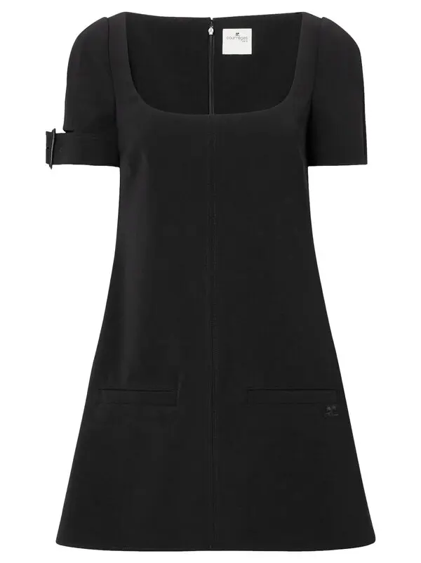 COURREGES Buckled Crepe Mini Dress - Black