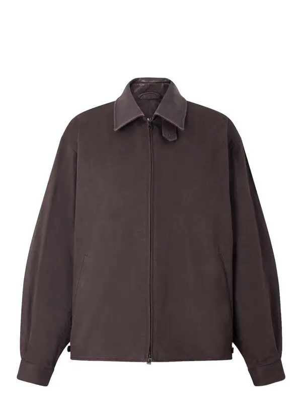 SSSTEIN Leather-trimmed Cotton Jacket - Brown