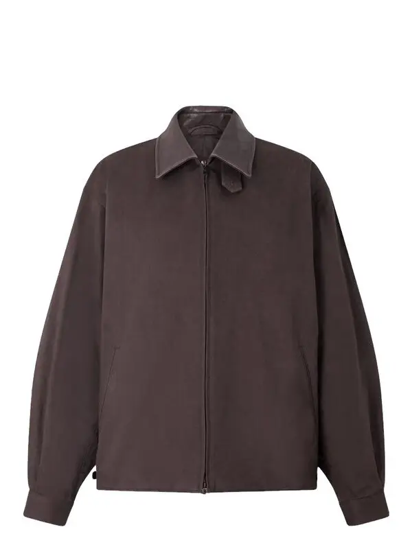 SSSTEIN Leather-trimmed Cotton Jacket - Brown