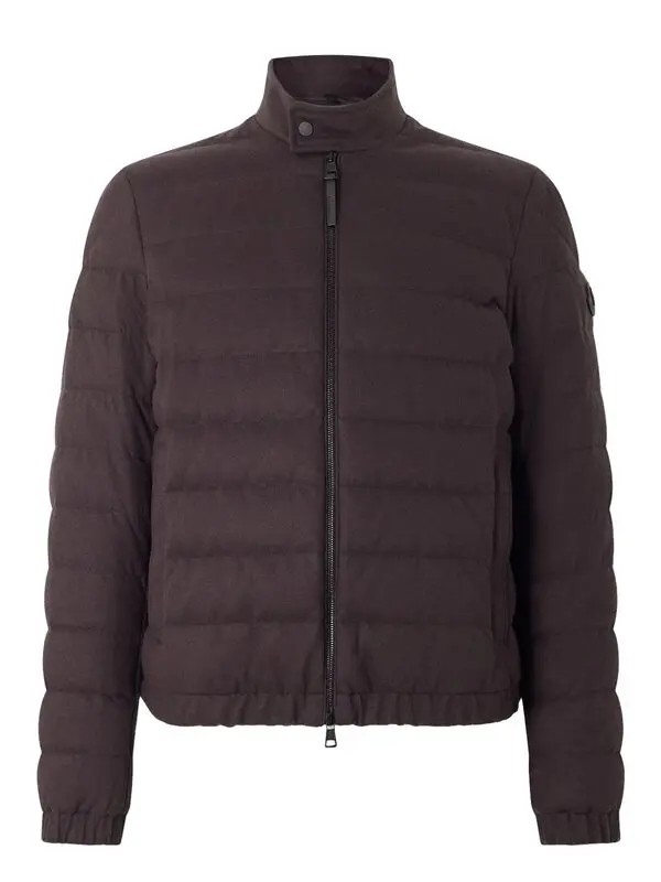 Moncler Slim-fit Leather-trimmed Quilted Jersey Down Jacket - Brown