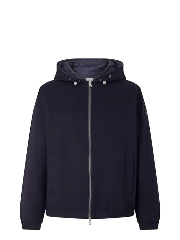 Moncler Cotton-blend Jersey Zip-up Hoodie - Navy