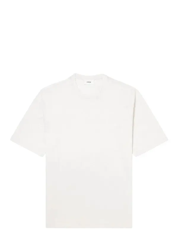 LARDINI Cotton And Silk-blend Jersey T-shirt - Neutrals
