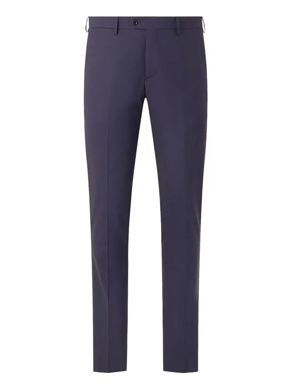 LARDINI Slim-fit Straight-leg Virgin Wool-blend Trousers - Blue