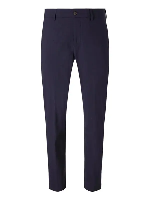Eleventy Slim-fit Tapered Stretch-wool Flannel Trousers - Blue