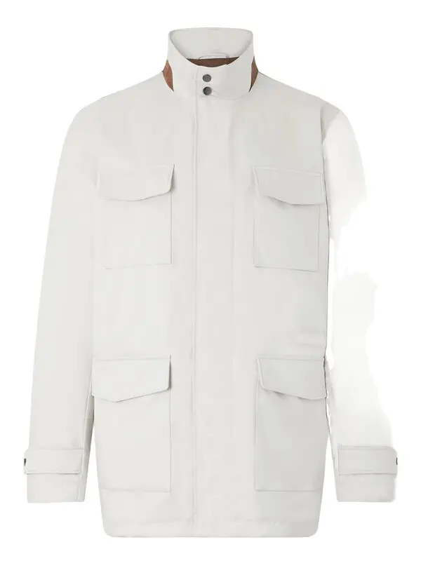 Kiton Suede-trimmed Shell Field Jacket - Neutrals