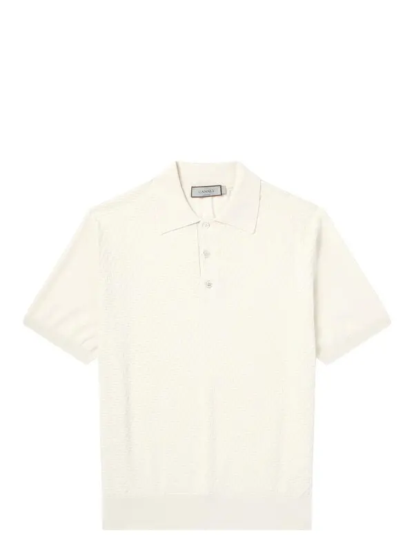 Canali Cotton And Silk-blend Polo Shirt - Neutrals