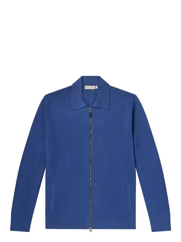 Canali Cotton And Modal-blend Zip-up Cardigan - Blue