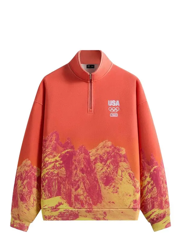 Kith Team Usa Winter Mountain Quarter Zip - Orange