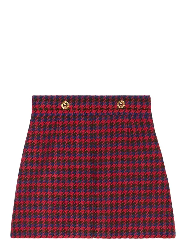 Gucci Houndstooth Pleated Mini Skirt - Blue