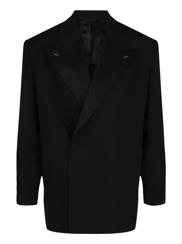 Givenchy Oversized Wool Blazer With Satin Lapels - Black