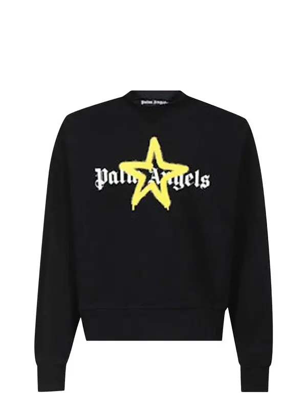Palm Angels Spray Star Logo Sweatshirt - Black