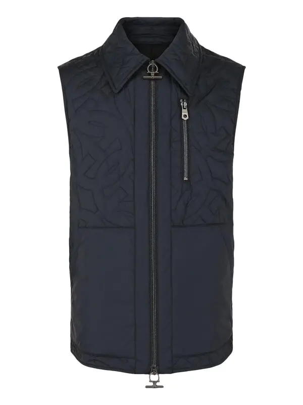 FERRAGAMO Gancini Monogram Quilted Vest - Blue