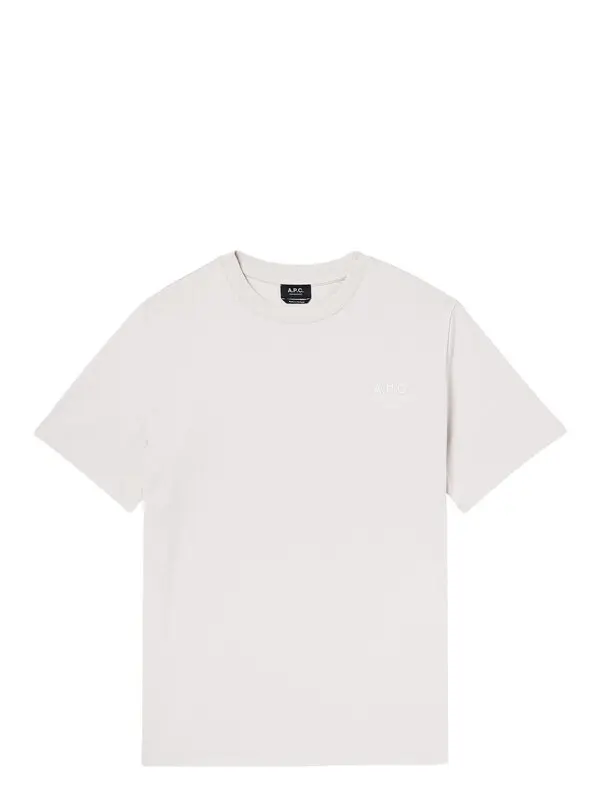 A.p.c. Logo-embroidered Cotton-jersey T-shirt - Neutrals