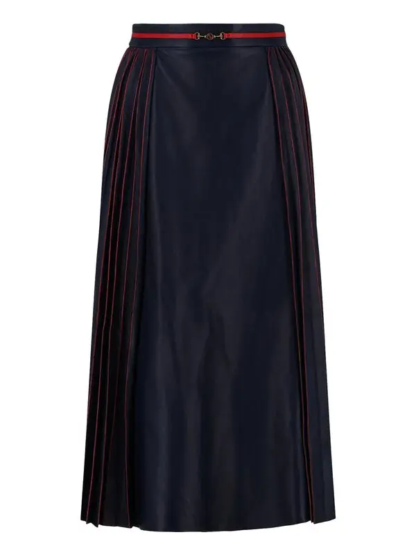Gucci Pleated A-line Midi Skirt - Blue