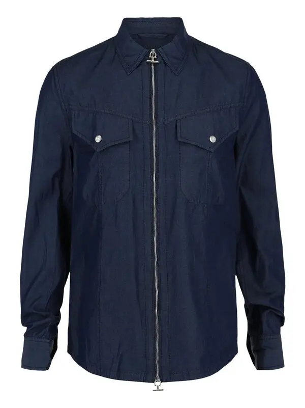 FERRAGAMO Denim Zip-up Shirt - Blue
