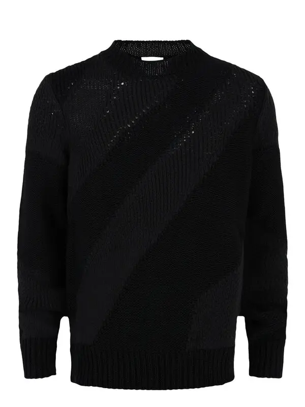 FERRAGAMO Textured Cable Knit Sweater - Black