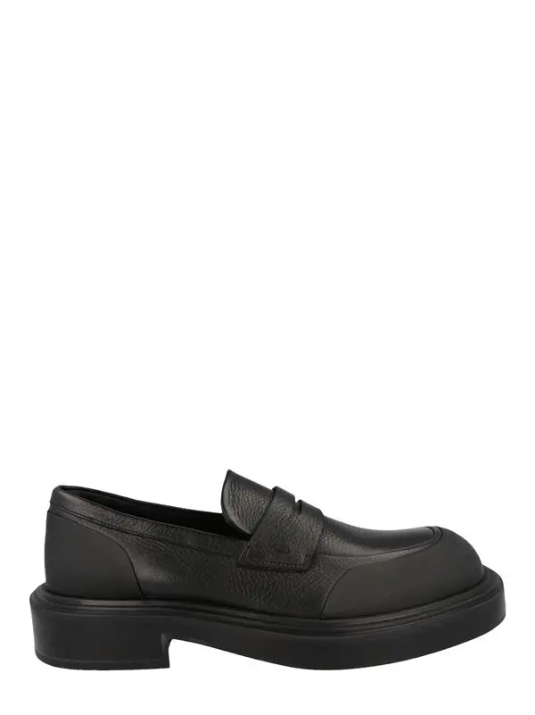 FERRAGAMO Leather Penny Loafer - Black