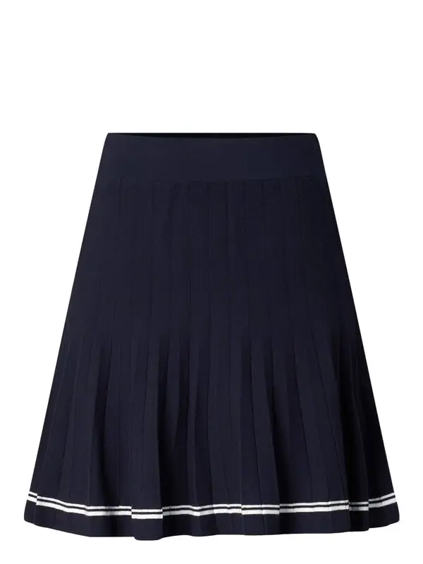 Bogner Knitted Pleated Skirt - Navy Blue