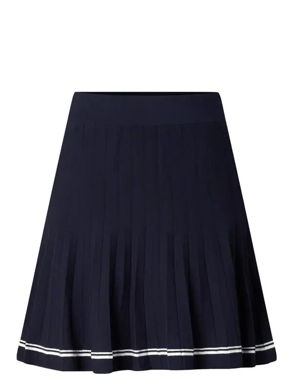 Bogner Knitted Pleated Skirt - Navy Blue