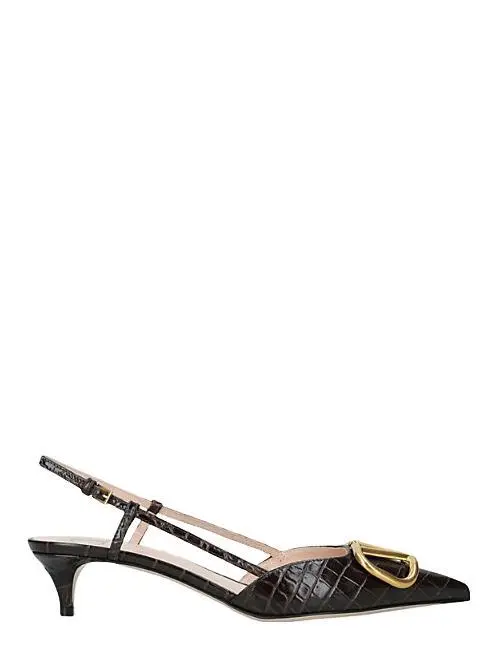 Valentino Garavani Vlogo Leather Slingback Courts - Brown