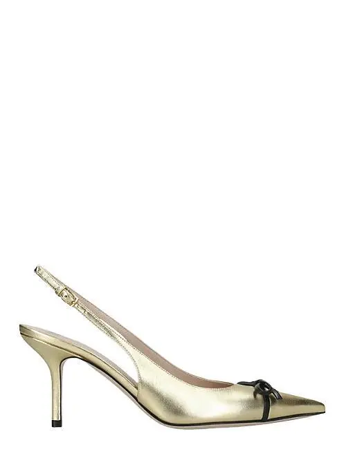 Valentino Garavani Bepointy 80 Leather Heeled Slingback Courts - Gold Comb