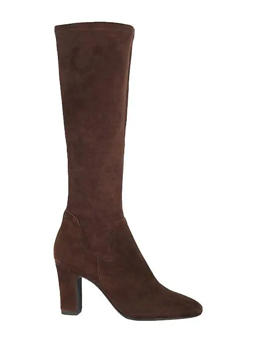 DUNE Wide-fit Heeled Knee-high Boots - Brown Suede Mix