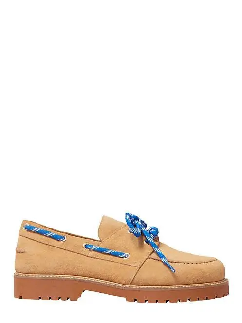 Claudie Pierlot Lace-up Suede Boat Shoes - Beige
