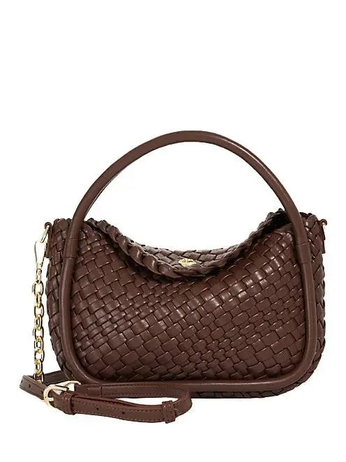 DUNE Mini Woven Faux-leather Grab Bag - Chocolate Synthetic