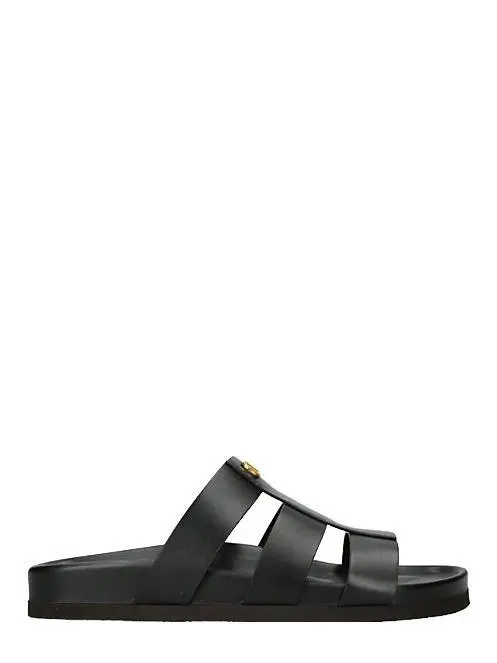 Valentino Garavani Studshield Vlogo Leather Sandals - Black
