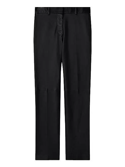 JOSEPH Slim-fit Mid-rise Leather Trousers - Black