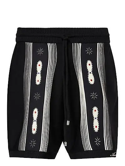 Amiri Studded Stripe Knitted Shorts - Black