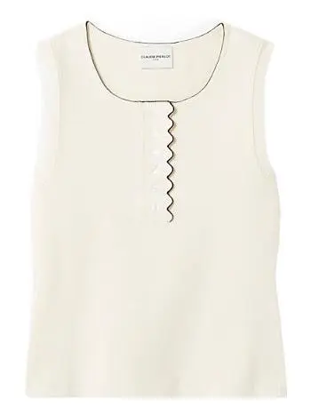 Claudie Pierlot Sleeveless Scalloped-trim Knitted Top - Ecru