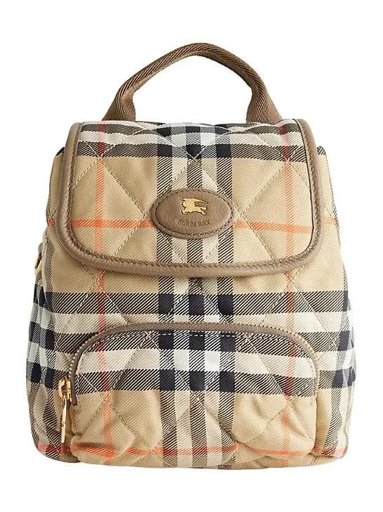 Burberry Mini Horseshoe Checked Woven Backpack - Sand
