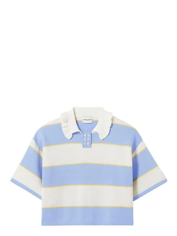 Claudie Pierlot Striped Knitted Polo - Office Blue