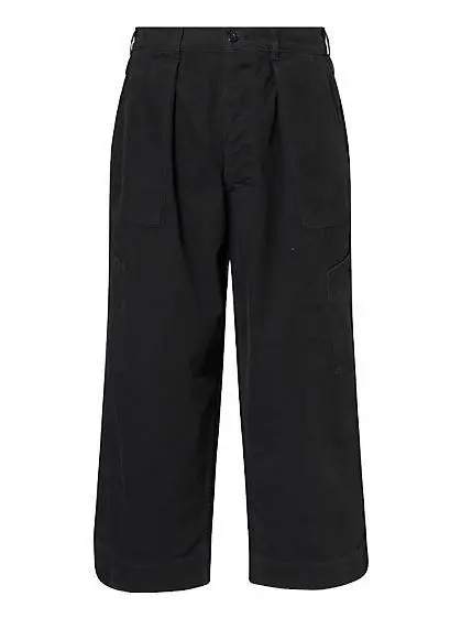 A.PRESSE Wide-leg Cotton Trousers - Black
