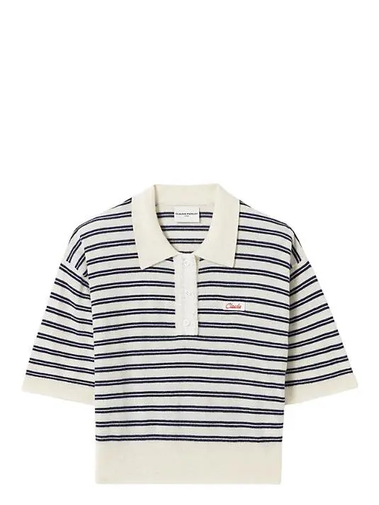 Claudie Pierlot Striped Logo-embroidered Wool Polo - Dual-color
